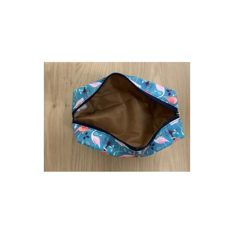 Flamingo Turquoise and Pink Zipped Pencil Case or Make Up Bag