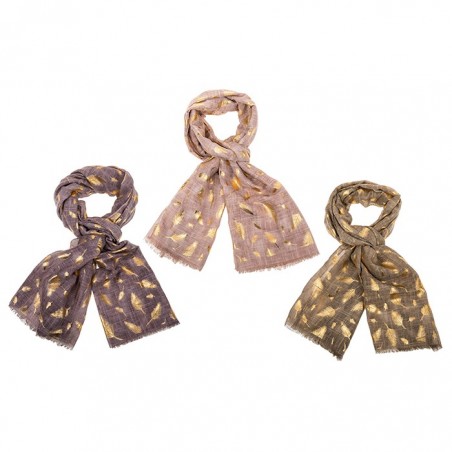 Equilibrium Scarf Pink With Gold Feathers